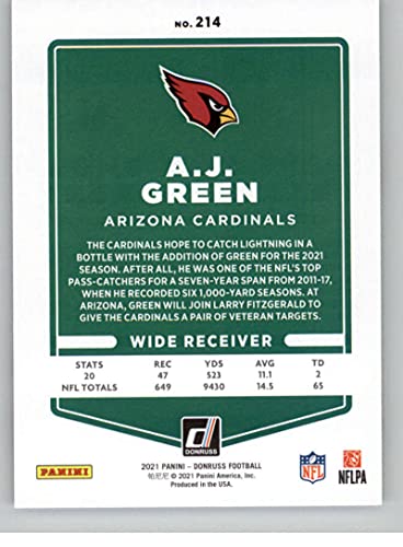 2021 Donruss #214 A.J. Green Arizona Cardinals NFL Football Card NM-MT