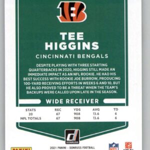 2021 Donruss #213 Tee Higgins Cincinnati Bengals NFL Football Card NM-MT