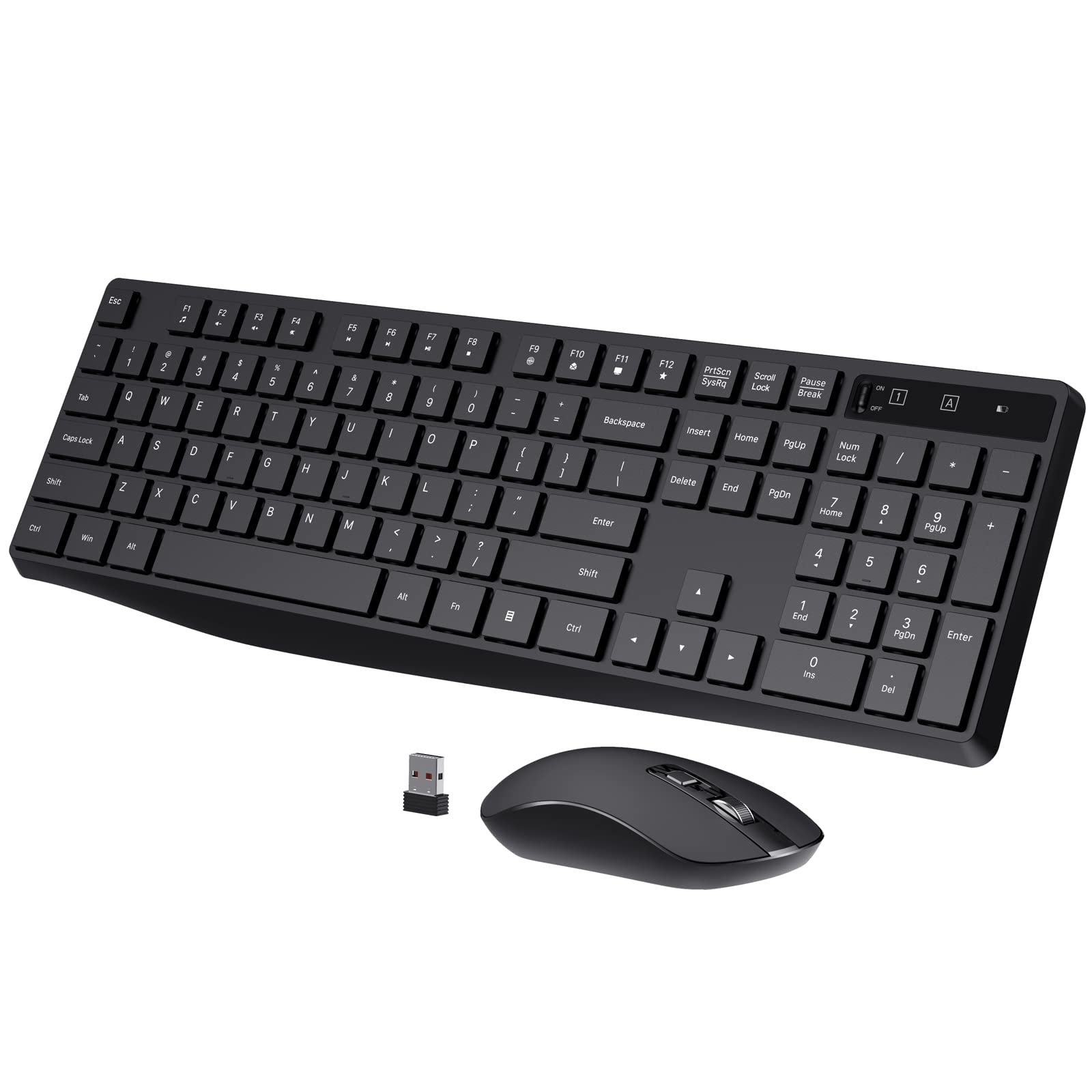 Wireless Keyboard and Mouse Combo, COLIKES 2.4G USB Cordless Mouse and Keyboard, 3 Level DPI Slim Ergonomic Mouse, Responsive Plug & Play for Computer Laptop PC - Full Size