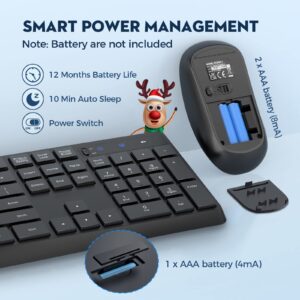 Wireless Keyboard and Mouse Combo, COLIKES 2.4G USB Cordless Mouse and Keyboard, 3 Level DPI Slim Ergonomic Mouse, Responsive Plug & Play for Computer Laptop PC - Full Size