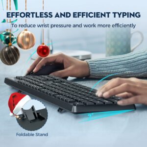 Wireless Keyboard and Mouse Combo, COLIKES 2.4G USB Cordless Mouse and Keyboard, 3 Level DPI Slim Ergonomic Mouse, Responsive Plug & Play for Computer Laptop PC - Full Size