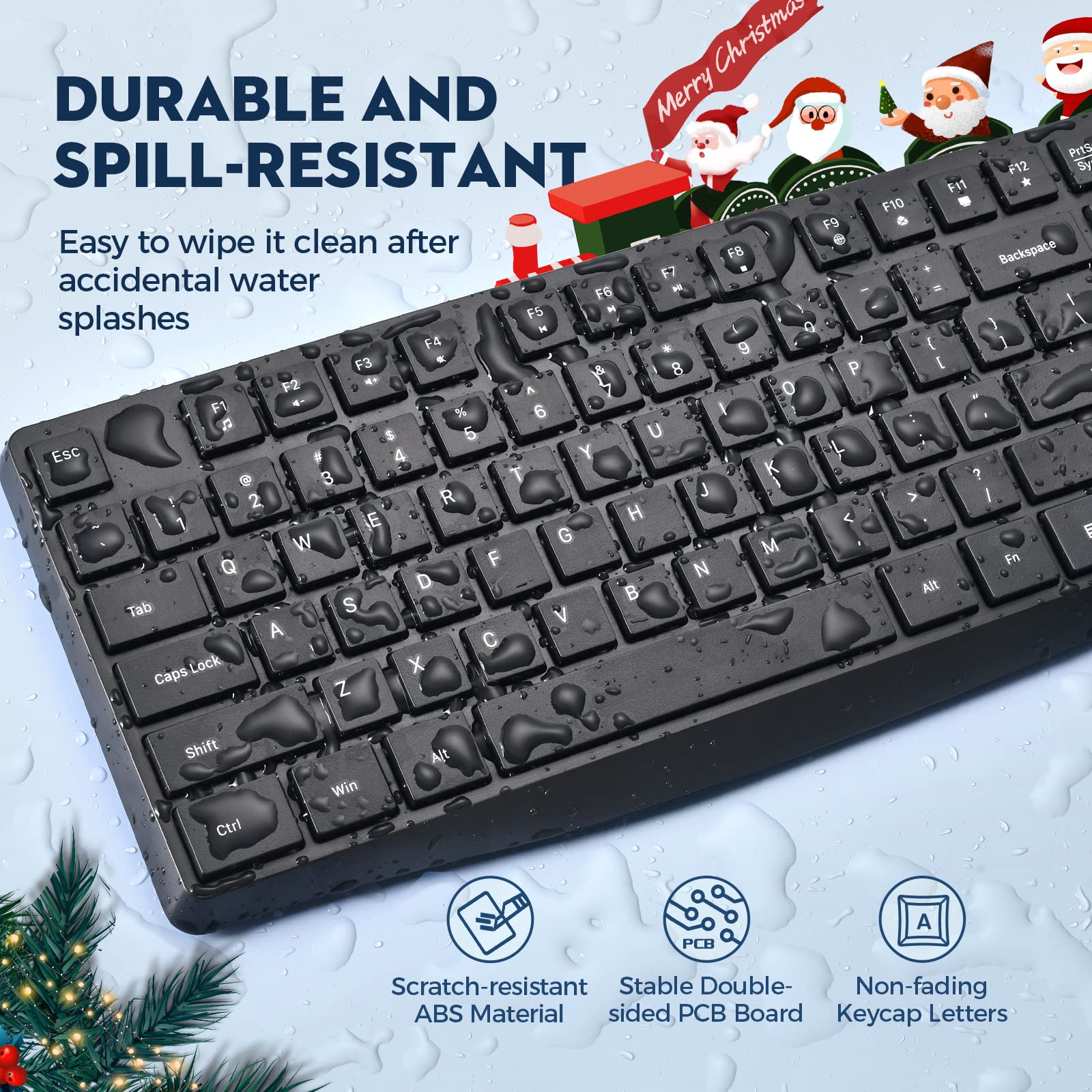 Wireless Keyboard and Mouse Combo, COLIKES 2.4G USB Cordless Mouse and Keyboard, 3 Level DPI Slim Ergonomic Mouse, Responsive Plug & Play for Computer Laptop PC - Full Size