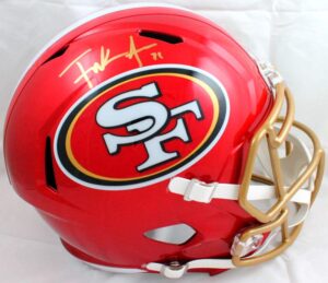 frank gore signed f/s san francisco 49ers flash speed helmet-beckett w hologram gold