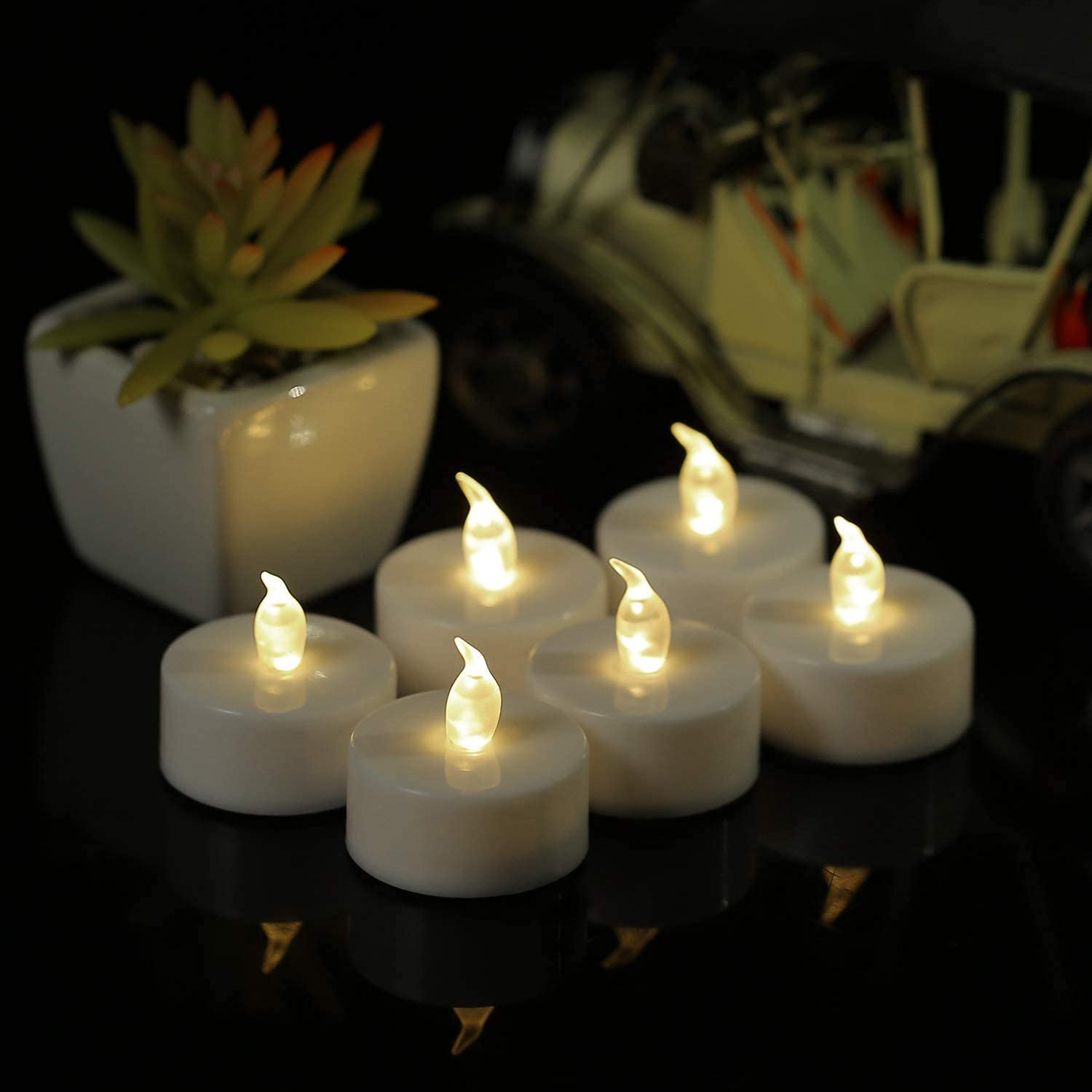 Boakboary Tea Lights Flameless Battery Operated Candles-LED Flickering Votive Candle Long Lasting 200 Hours,24 Pack Realistic and Bright for Seasonal Festive Celebrations Decoration Warm White