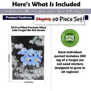 50pc Premium Pre-Filled Forget Me Not Seeds Packets ''in Loving Remembrance'' Funeral Favors for Guests, Celebration of Life Decorations, Forget Me Not Seeds Packets, Sympathy, pre Seed, Service