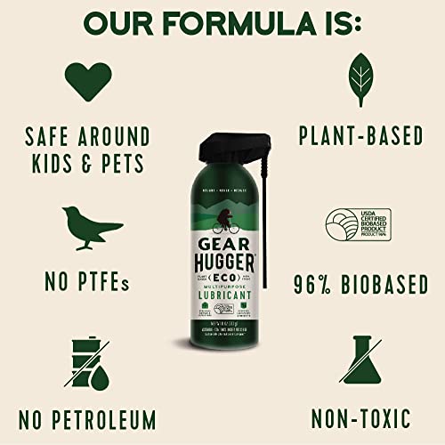 Gear Hugger Multipurpose Lubricant - Eco-Friendly (11 oz, Pack of 1), Rust Remover - Garage Door Lubricant Spray, Door Hinge Lubricant & Lock Lubricant - Plant-Based, No Petroleum, No PTFE