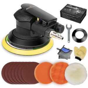 autolock 5 inches air random orbital sander, pneumatic palm car sanders for wood polisher metal,and auto body work, da sanders, dual-action sander