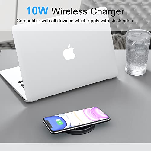 3 inch Desk Power Grommet with Wireless Charger,18W USB C Recessed Power Strip, Furniture Desk Power Outlet,2 Outlets and USB C Charging, Suitable for Side Table,6ft Cable(Black)