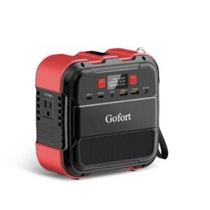 gofort portable power station 120w(peak 240w), 98wh dc port usb qc3.0 portable generator with led light, 110v pure sine wave ac outlet lithium battery, solar generator for outdoor emergency backup