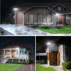 Olafus 60W Flood Lights Outdoor 2 Pack, Switch Controlled LED Security Lights 6000LM, 6500K Outside Floodlight, IP65 Waterproof Exterior Light Fixture for House, Yard, Garage, Wall/Eave Mount Black