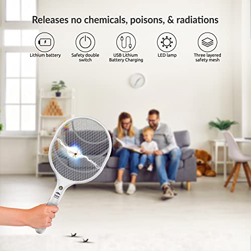 WBM Smart Bug Zapper, Rechargeable Electric Fly Swatter Racket, Large-2PK