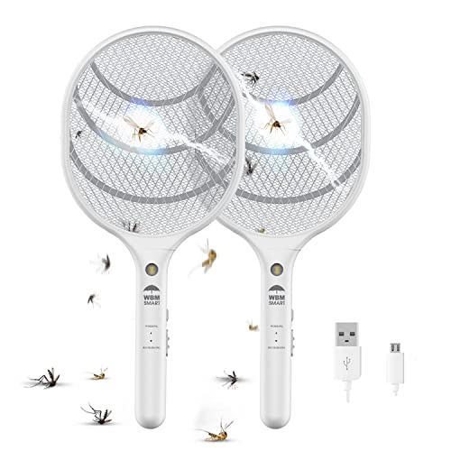 WBM Smart Electric Fly Swatter Racket, Rechargeable Bug Zapper, Medium-2PK, (6405E-2PCS)