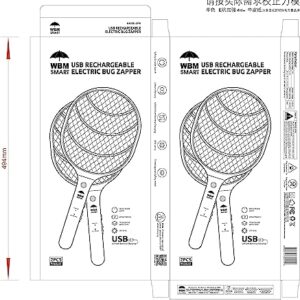 WBM Smart Electric Fly Swatter Racket, Rechargeable Bug Zapper, Medium-2PK, (6405E-2PCS)