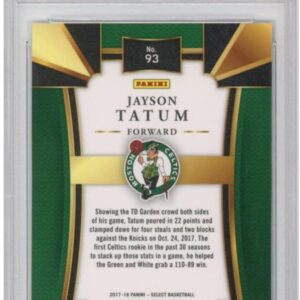 Graded 2017-18 Panini Select Jayson Tatum #93 Rookie RC Basketball Card PSA 10 Gem Mint