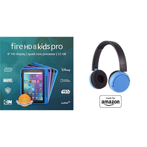 Fire HD 8 Kids Pro tablet, 8" HD 32GB (Sky Blue) + Kids Bluetooth Headset