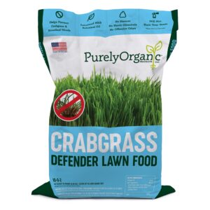 purely organic products crabgrass defender lawn food 10-0-2, 15 lb, covers 3000 sq ft