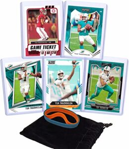 tua tagovailoa football cards assorted (5) bundle - miami dolphins trading cards