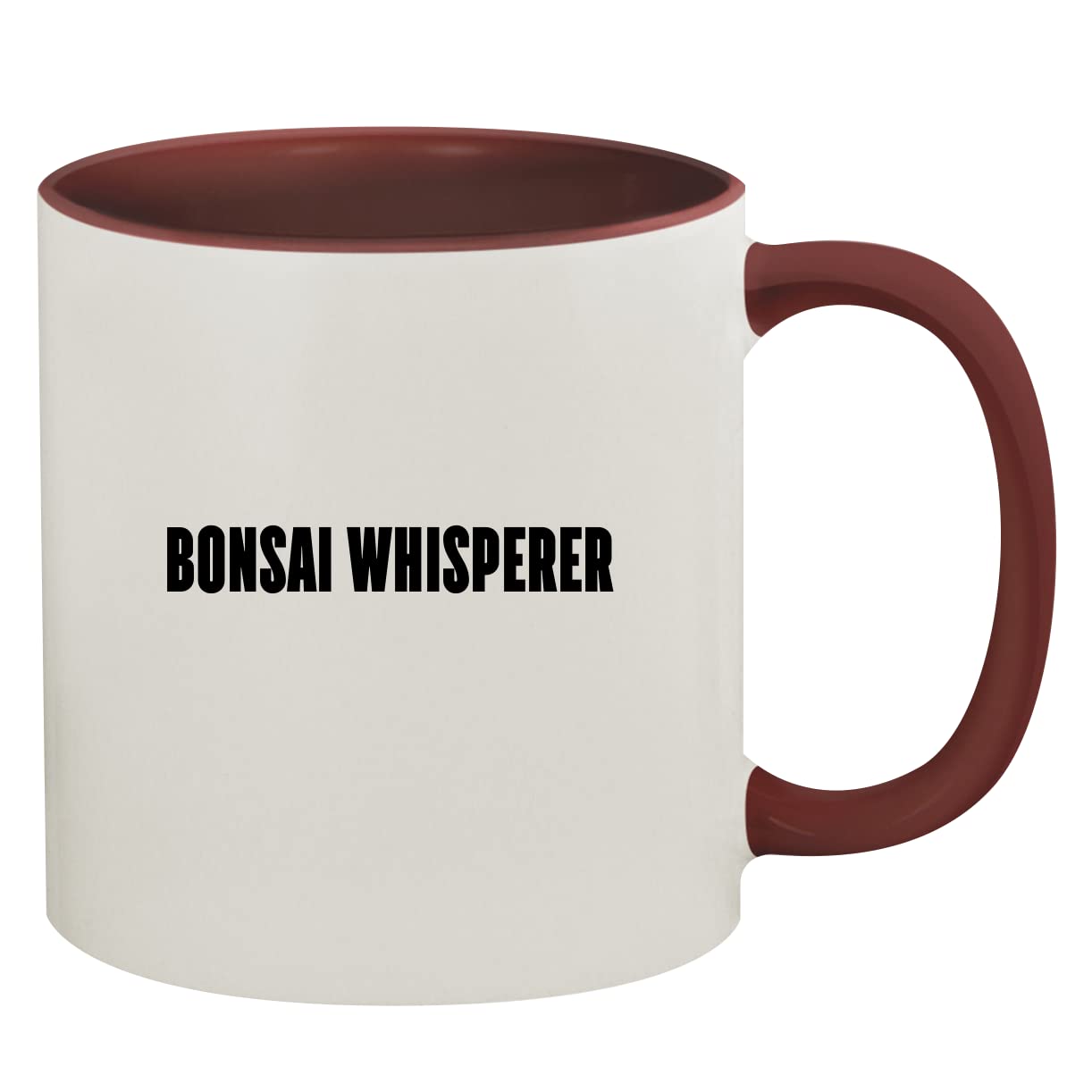 Molandra Products Bonsai Whisperer - 11oz Ceramic Colored Inner & Handle Coffee Mug, Maroon