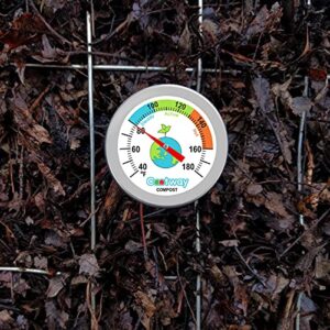 Compost Thermometer, Backyard Compost Thermometer 5" Stem Long, 2 Inch Dial Soil Thermometer, Easy Reading & Accurate, Sturdy Stainless Steel, with Composting Temperature Guide, 40-180 Degrees F