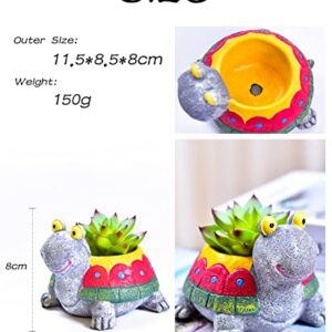 Cute tortoise flower pot with drainer garden flower pot resin succulent potted bonsai plant stand home desk mini ornaments Christmas birthday giftsPurple