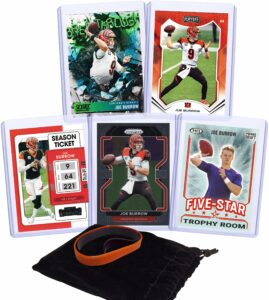 joe burrow football cards (5) assorted bundle - cincinnati bengals trading card gift set