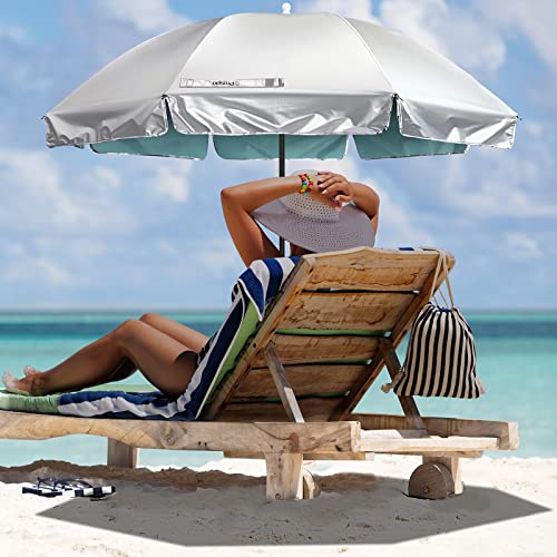 Prospo Beach Chair Umbrella with Universal Adjustable Clamp, UV Protection Sunshade Umbrella for Outdoor, Strollers, Wheelchairs, Patio Chairs, Bleacher, and Golf Carts