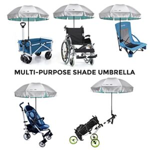 Prospo Beach Chair Umbrella with Universal Adjustable Clamp, UV Protection Sunshade Umbrella for Outdoor, Strollers, Wheelchairs, Patio Chairs, Bleacher, and Golf Carts