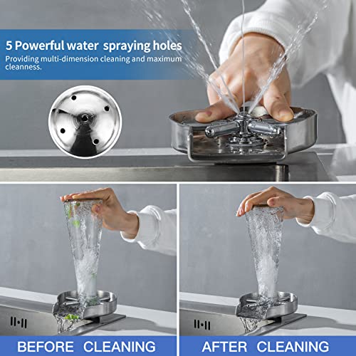 FOHEEL Glass Rinser for Kitchen Sinks, SUS304 Stainless Steel Glass Cup Bottle Washer Cleaner, Beer Bar Glass Rinser Faucet Sink Accessories for Home, KTV, Restaurants, Cafes