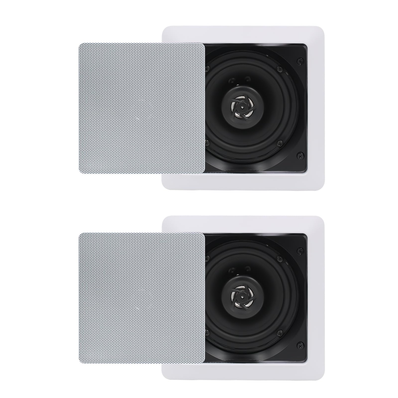 Herdio Bluetooth Ceiling Speakers 5.25 Inch 25 Watts in Wall Speakers Flush Mount Perfect for Indoor/Outdoor Placement, Bedroom, Kitchen, Covered Porches(A Pair, Paintable-Grille)