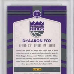 Graded 2017-18 Panini Donruss Optic De'Aaron Fox #5 Rookie Kings RC Basketball Card PSA 10 Gem Mint