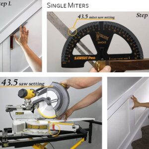 Sawset Miter Saw Protractor SAWSET PRO. Patented No Math Scales. Large Scales are The Key to Accuracy. In Size Matters! In ABS Plastic.