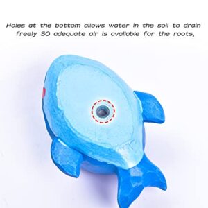 Cute Whale Flower Pot with Drainer Garden Flower Pot Resin Succulent Potted Bonsai Plant Stand Home Desk Mini Ornaments Balcony Landscape Ideas Blue Whale