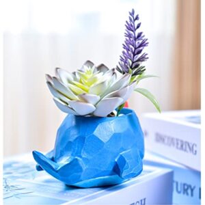 Cute Whale Flower Pot with Drainer Garden Flower Pot Resin Succulent Potted Bonsai Plant Stand Home Desk Mini Ornaments Balcony Landscape Ideas Blue Whale