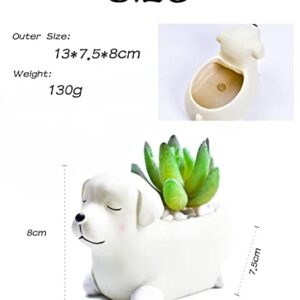 Cute Labrador Retriever Flower Pot with Drainer Garden Flower Pot Resin Succulent Potted Bonsai Plant Stand Home Desk Mini Decoration Balcony Gardening Flower Pot Does Not Contain Plants