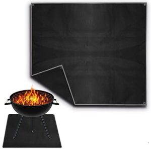 black 40x40 inch fire proof mat for under fire pit. 3 layers double sided squared fire pit pad. charcoal grill, bbq smoker, deck, patio, grass, composite. outdoor fire pit accessories, heat resistant