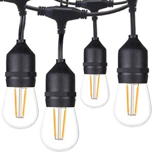 fmart led outdoor string lights, 2*48ft(96ft total) hanging lights dimmable commercial grade ul etl listed waterproof, 2x16 sockets 2w 2700k shatterproof edison s14 bulbs(2 spare) heavy duty lights