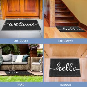 comfoyar Door Mat Outside Entrance, Set of 2, Welcome Mats Outdoor with 8 Rug Grippers, Ultra Absorb Mud, Easy to Clean, Low Profile Design Front Door Rug, Perfect for High Traffic Areas, 30"x17"