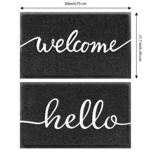 comfoyar Door Mat Outside Entrance, Set of 2, Welcome Mats Outdoor with 8 Rug Grippers, Ultra Absorb Mud, Easy to Clean, Low Profile Design Front Door Rug, Perfect for High Traffic Areas, 30"x17"