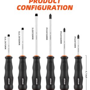 DIFFLIFE Screwdriver Sets Screwdriver Kit 6-Piece, Professional Cushion Grip Insulated Magnetic Tip Electrician Screwdriver Kits (6-Piece)