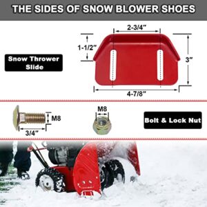 YiaChuii Snow Blower Skid Plate Shoes for MTD OEM-784-5580, 4 PCS Black Height Adjust Skid Shoe with Mounting Hardware Replace for 784-5580-0637 Snow Throwers (RED)