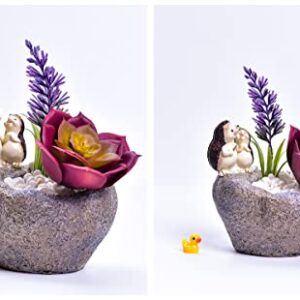 Cute Little Hedgehog Flowerpot with Drainer Garden Flowerpot Resin Succulent Potted Bonsai Plant Stand Home Desk Mini Ornaments Does Not Contain Plants