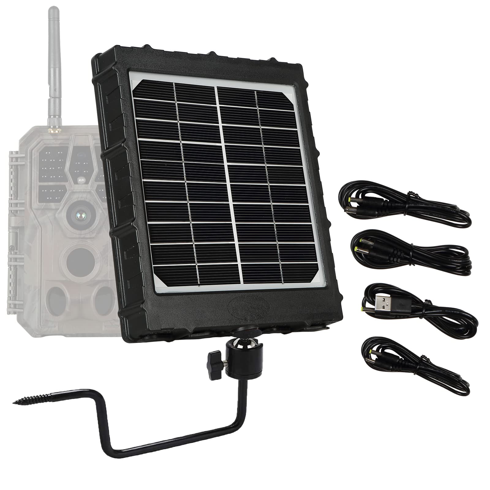 Folgtek Solar Charger for Trail & Game Camera Monocrystalline Solar Panel Kit 3W 8000mAh Output 12V/1A, 9V/1.5A, 6V/2A, Input 5V IP66 Waterproof Portable Outdoor Rechargeable Power Supply with Bracket