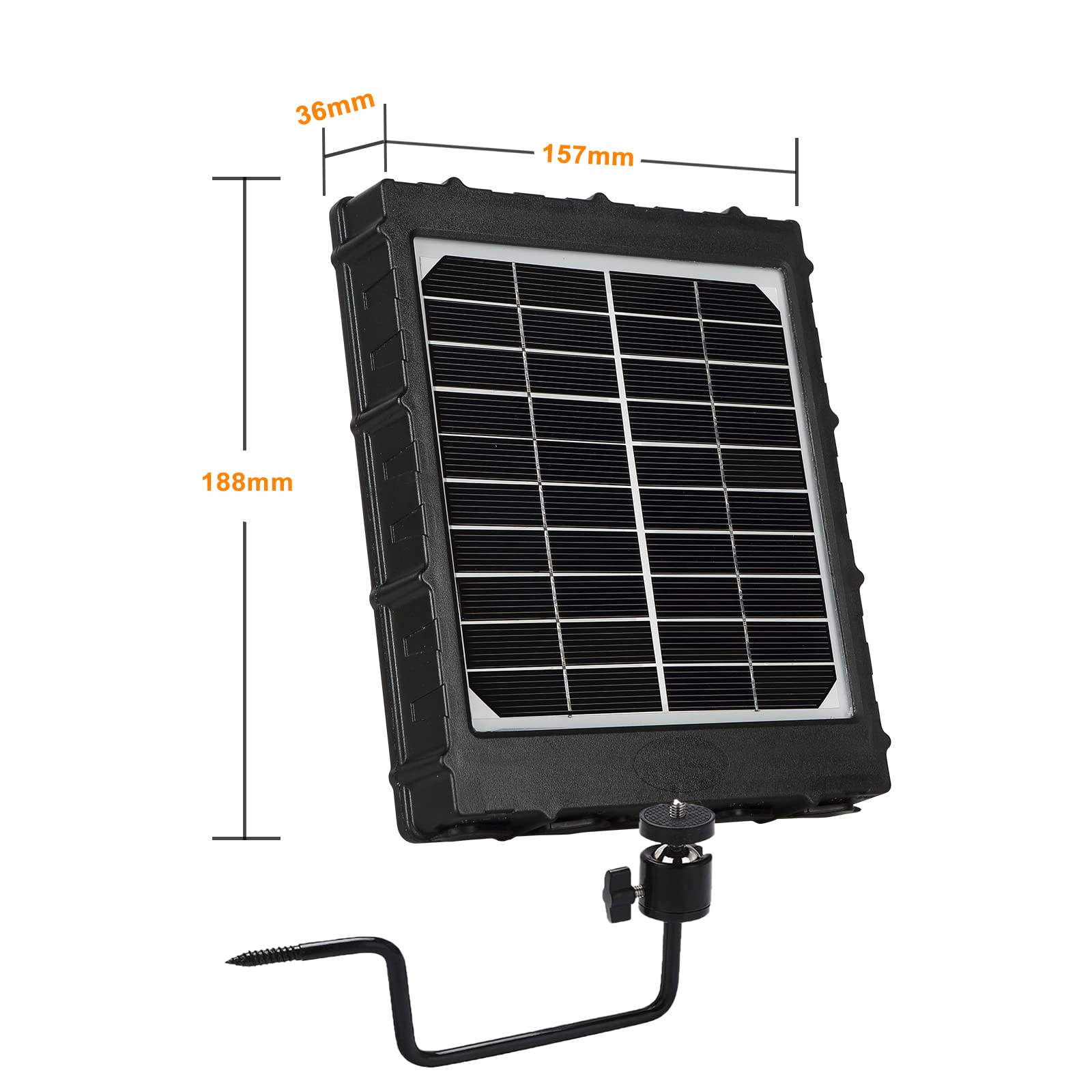 Folgtek Solar Charger for Trail & Game Camera Monocrystalline Solar Panel Kit 3W 8000mAh Output 12V/1A, 9V/1.5A, 6V/2A, Input 5V IP66 Waterproof Portable Outdoor Rechargeable Power Supply with Bracket