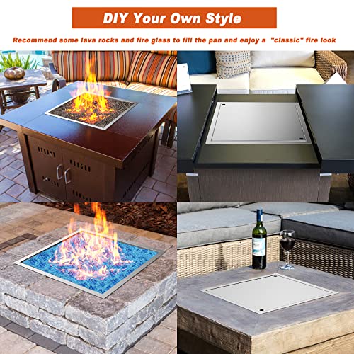 Skyflame 36" x 36" Square Stainless Steel DIY Drop-in Firepit System Assembly Set, Including Fire Pit Burner Pan, Fire Burner Ring and Protective Lid