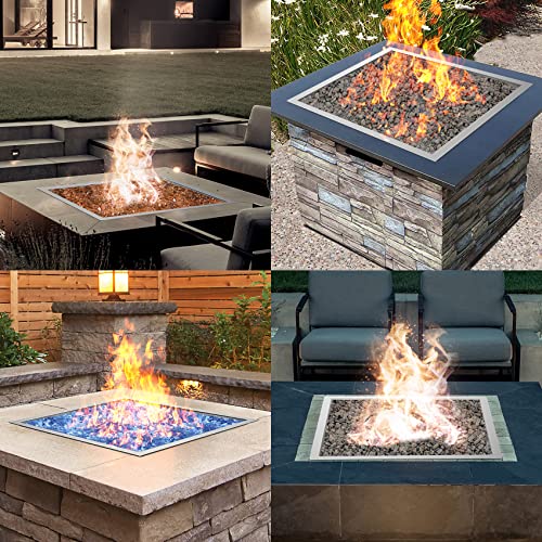 Skyflame 36" x 36" Square Stainless Steel DIY Drop-in Firepit System Assembly Set, Including Fire Pit Burner Pan, Fire Burner Ring and Protective Lid