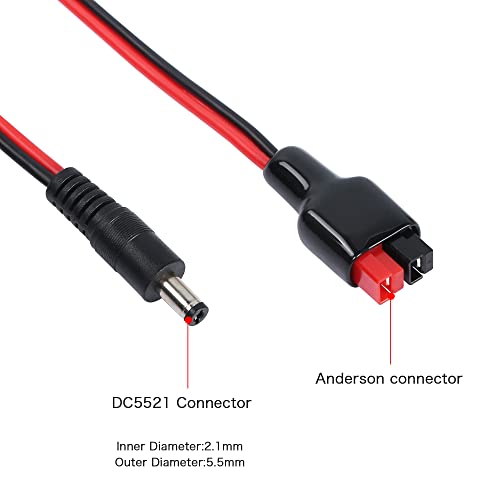 QIANRENON 45A Connector to DC Solar Extension Cable DC5525 (5.5 x 2.1mm) to Solar Panel Power Plug Adapter Connector 16AWG for Portable Generator Backup Battery& Foldable Solar Panel 3.9ft/1.2m