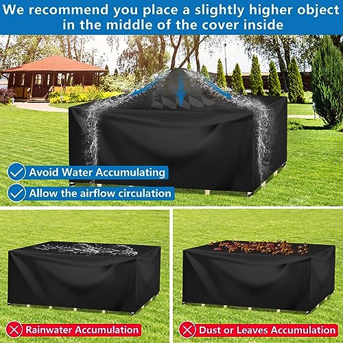 WANOCEAN Patio Furniture Covers Waterproof, Patio Table Cover Rectangle Outdoor 137" L x 102" W x 35" H 420D Oxford Fabric Dustproof with Storage Bag, Fits for Dining Square Table Sofa and Chair