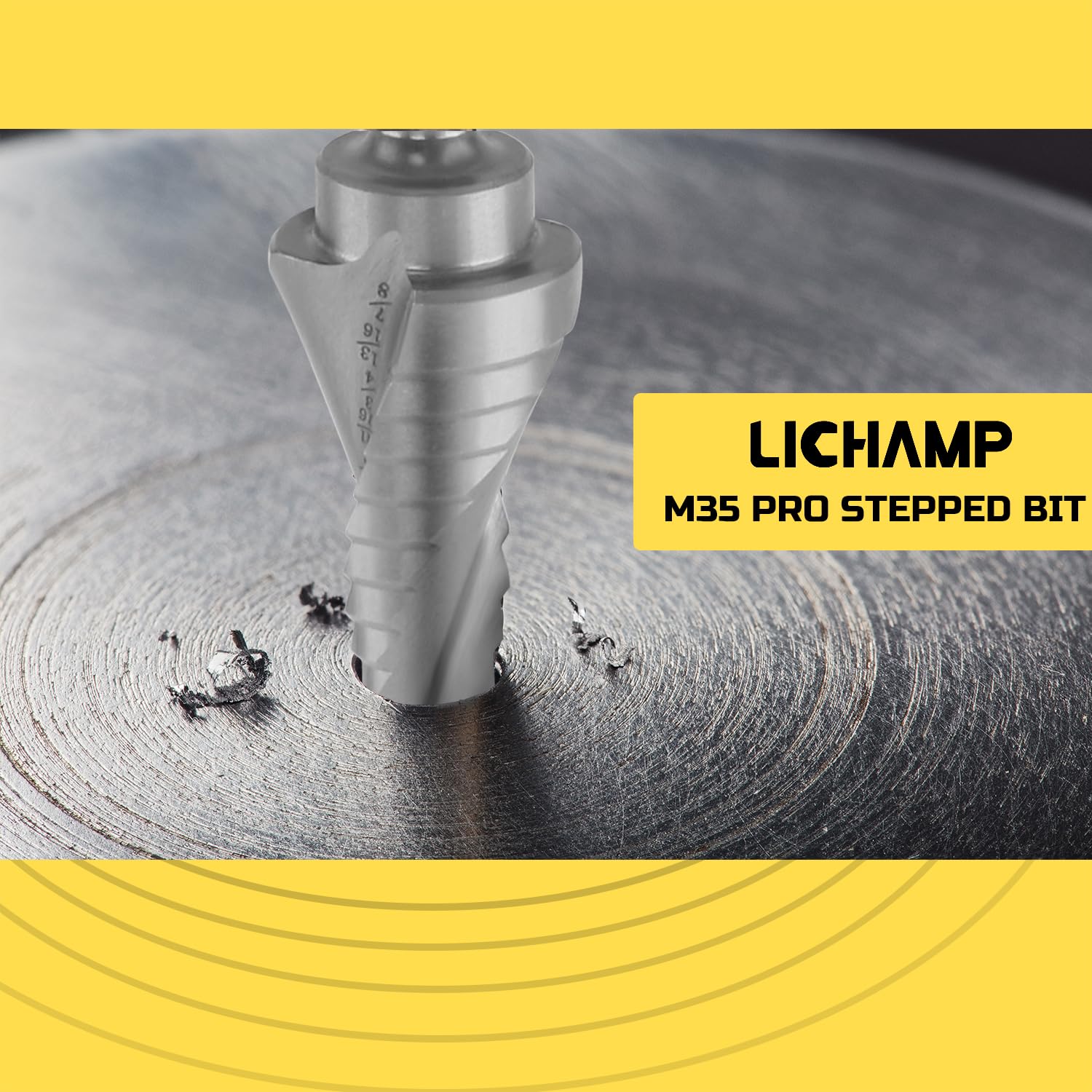 Lichamp Unibit Step Drill Bit for Metal, Genuine HSS M35 Drill Stepper Bit for Hard Metal Heavy Duty, 12 Sizes from 3/16" to 7/8", Spiral Grooved with 1/4" Quick Change Drive, C4SL