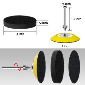 100PCS 3 Inch Sanding Discs Assorted 80-7000 Grits 3” Wet/Dry Sander Pads with 1/4” Shank Backing Plate and Hook & Loop Soft Foam Buffering Pad for Drill Grinder Rotary Tools Attachment