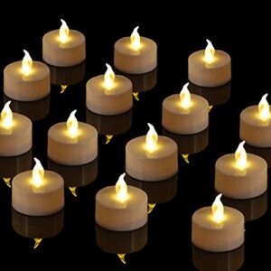 brigle tea lights, flameless led candles flickering warm yellow 200 hours battery-powered tea light candle ideal for party, wedding, birthday, gifts and home decoration (24 pack warm yellow)